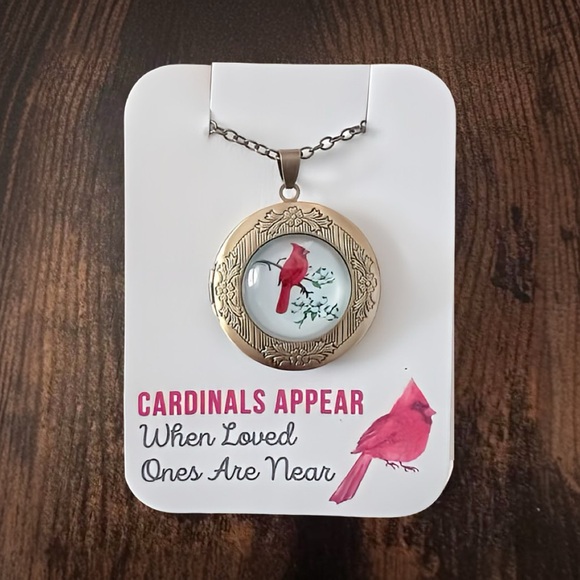 Jewelry | New Goldtone Cardinal Locket Pendant Necklace | Poshmark